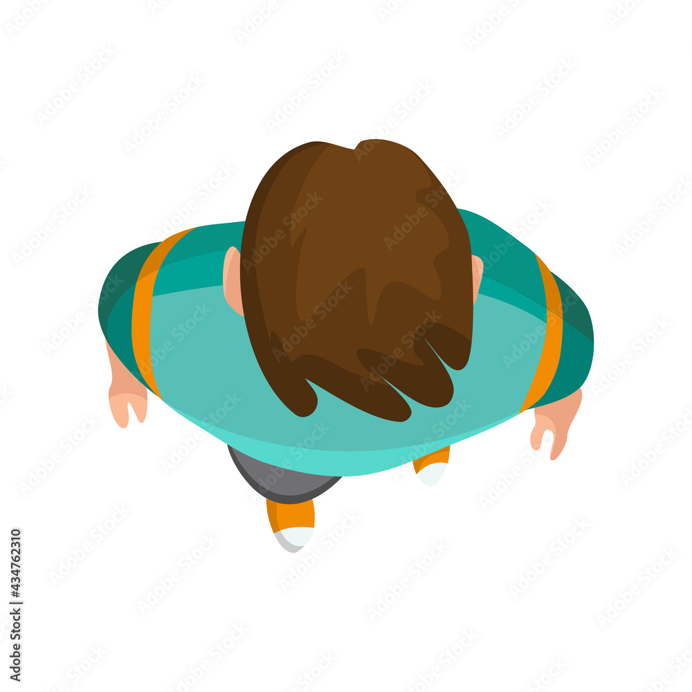 Top View People. Young man on white background from top view. People ...