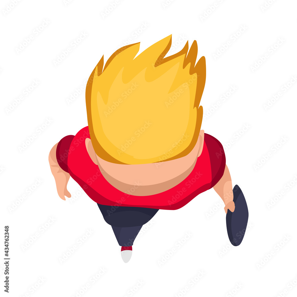 Top View People. Young man on white background from top view. People ...