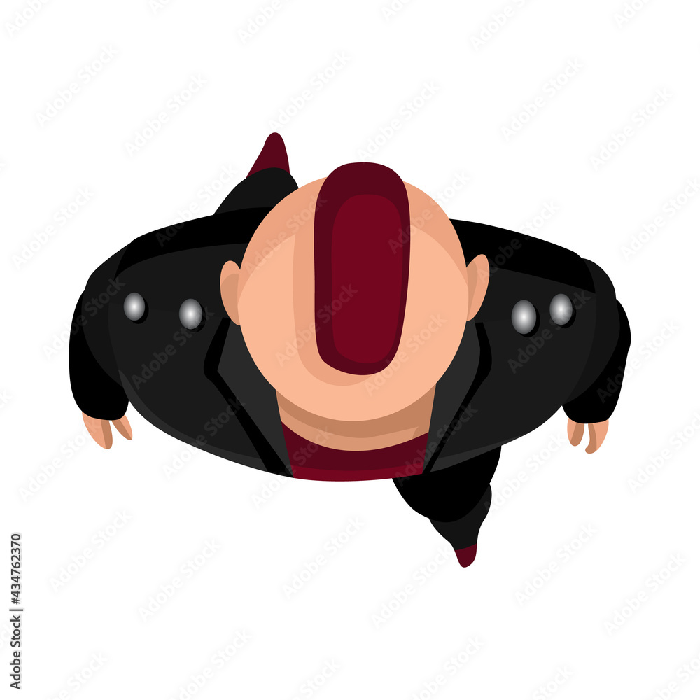 Top View People. Punk man on white background from top view. People ...