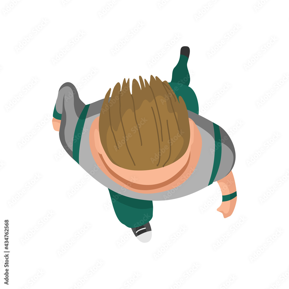 Top View People. Young man on white background from top view. People ...