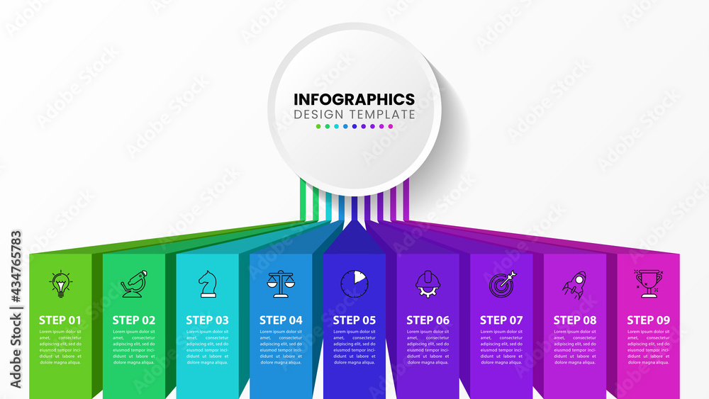 Infographic design template. Creative concept with 9 steps Stock Vector ...