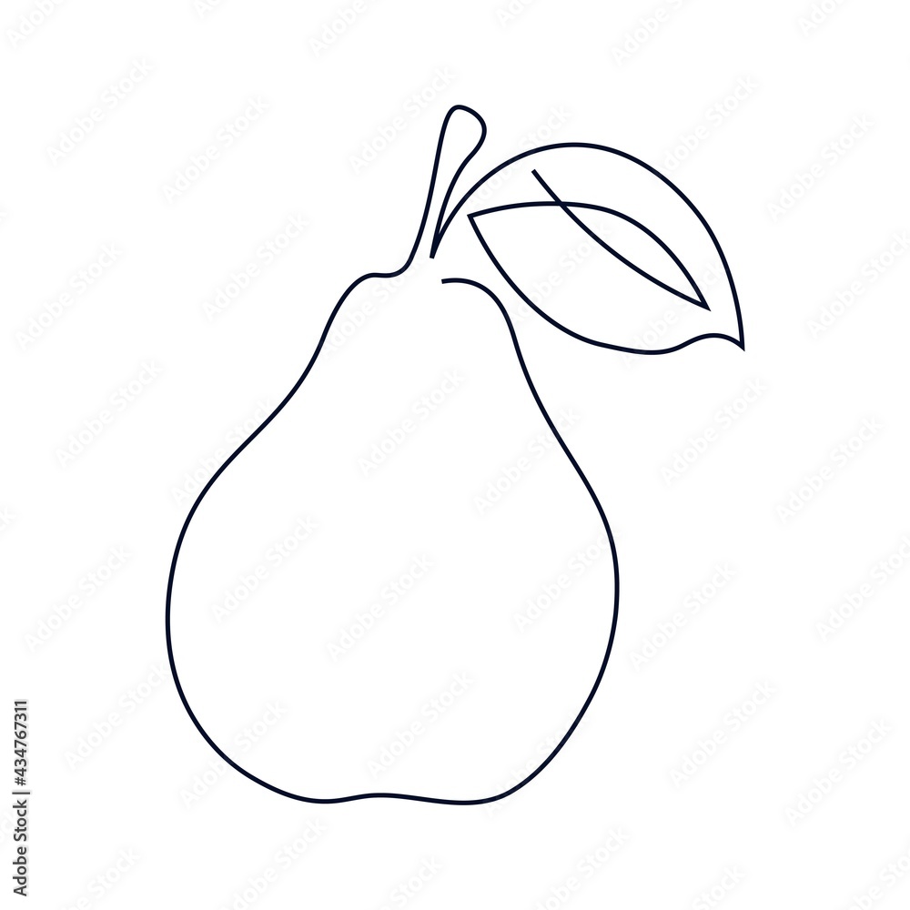 Pear fruit continuous line drawing. Single line drawing of a fruit ...