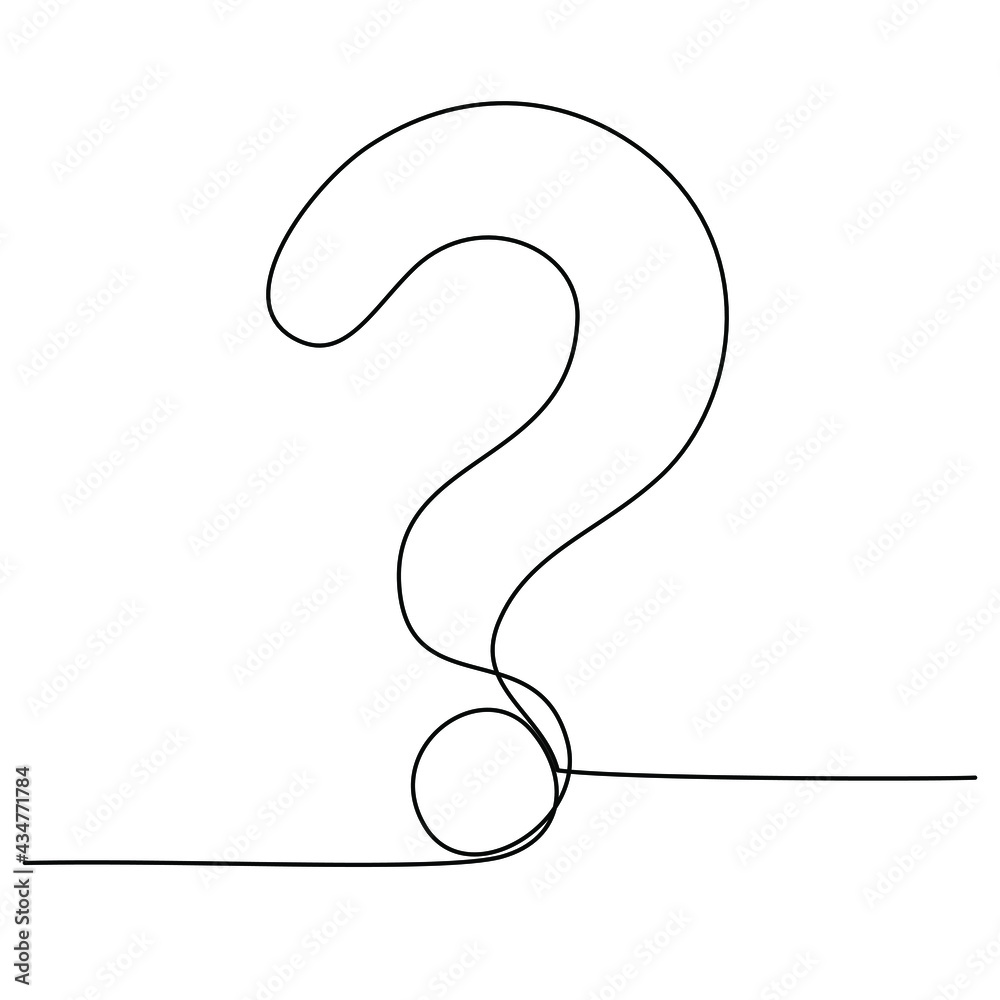 Question Mark continuous line one line drawing isolated vector ...