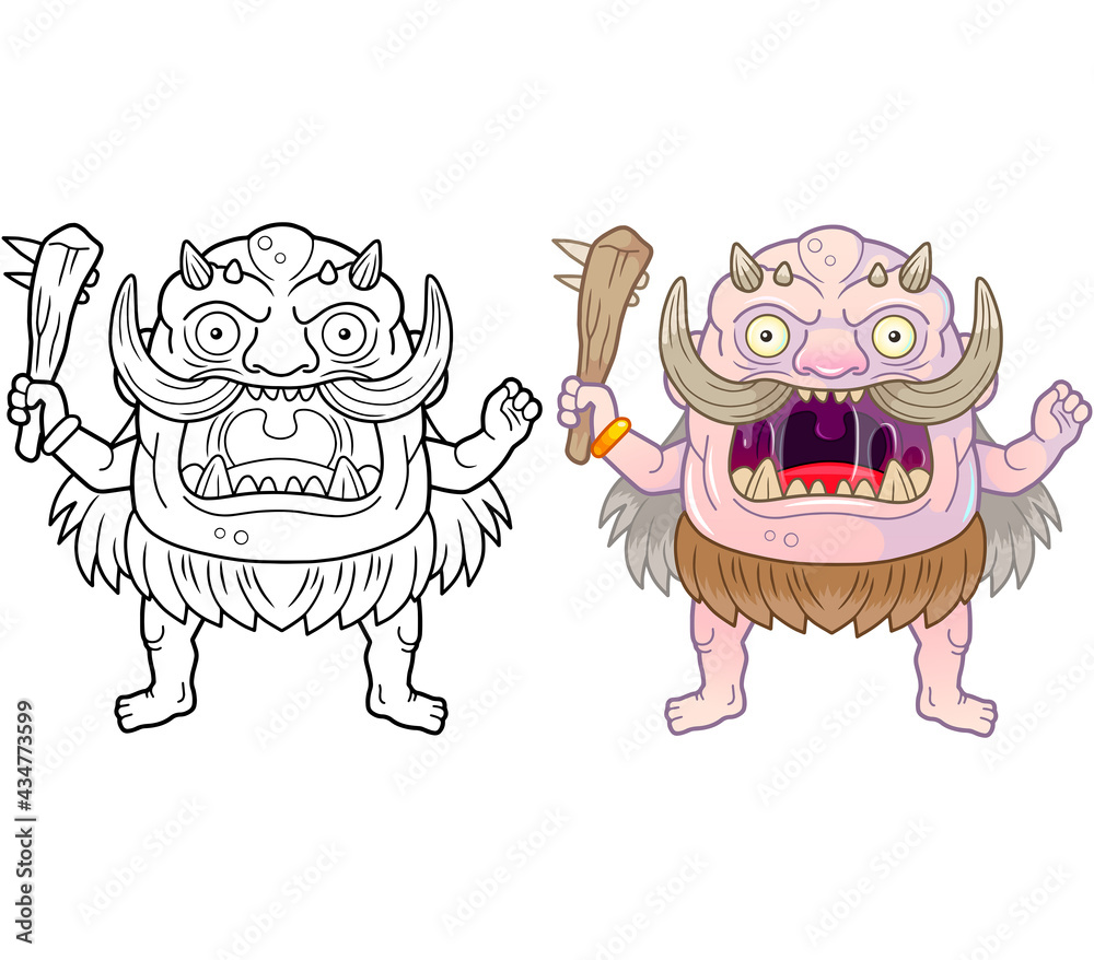 cartoon funny ogre, coloring page, outline illustration Stock Vector ...