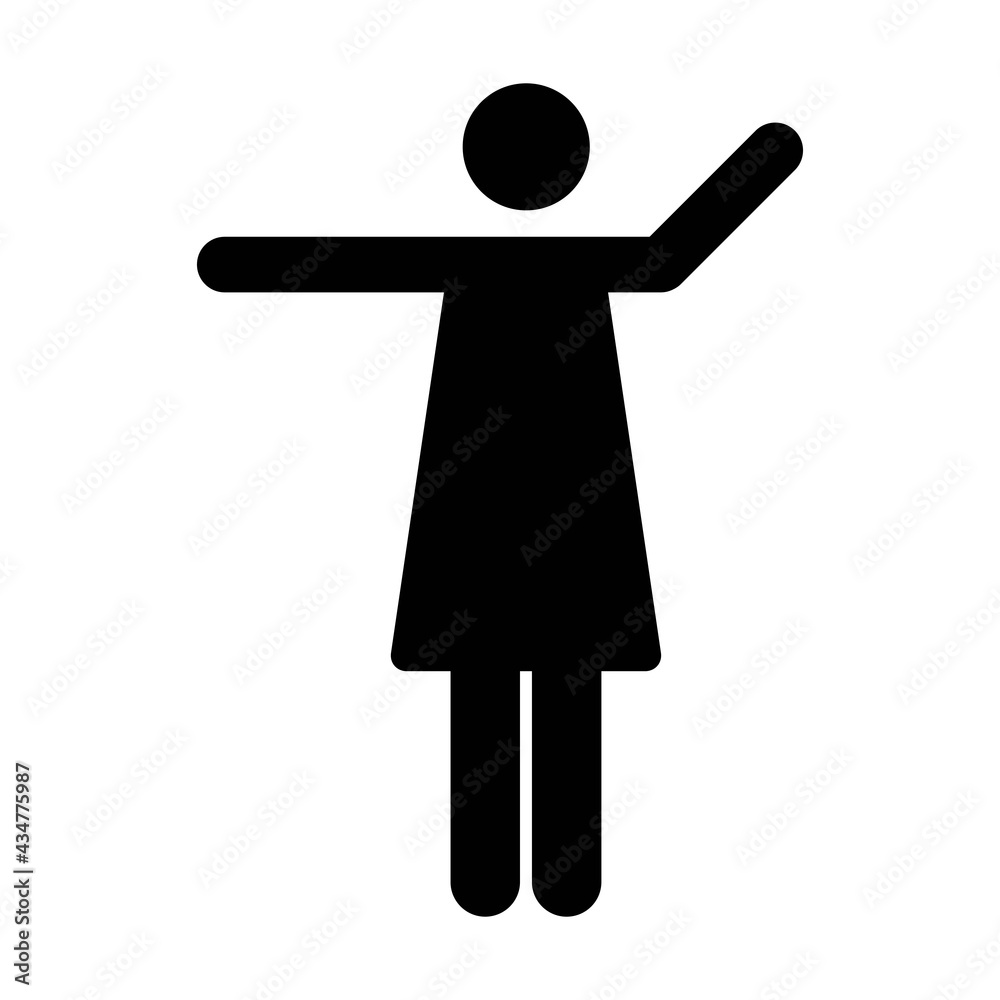 Raised arms icon vector female person open hands symbol in a flat color ...