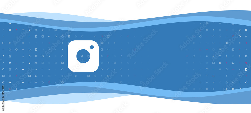 Blue wavy banner with a white camera symbol on the left. On the ...