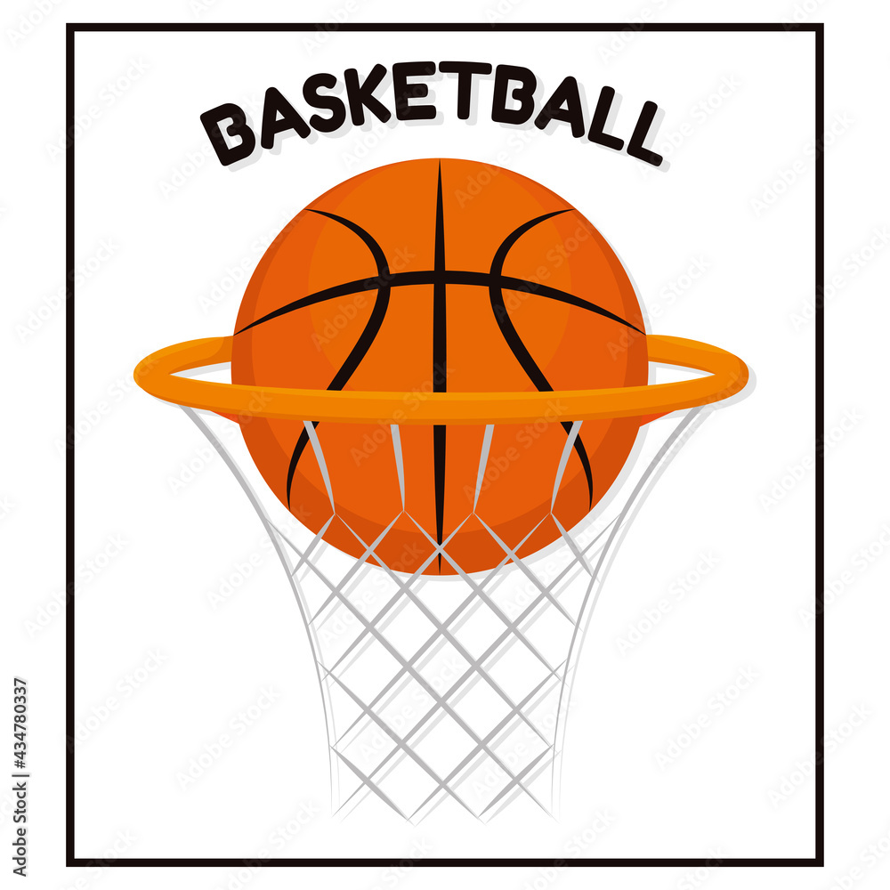 Baketball net an ball in a poster Vector illustration Stock Vector ...