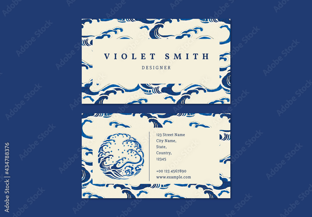 Japanese Wave Pattern Name Card Teamplate Stock Template | Adobe Stock