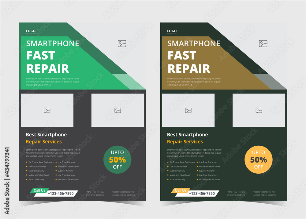 Smartphone repair service flyer template. Cell phone repair flyer ...