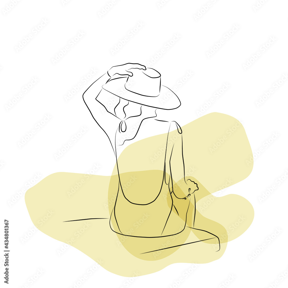 Line art fashion sketch with a girl. For fashion bloggers, brands ...