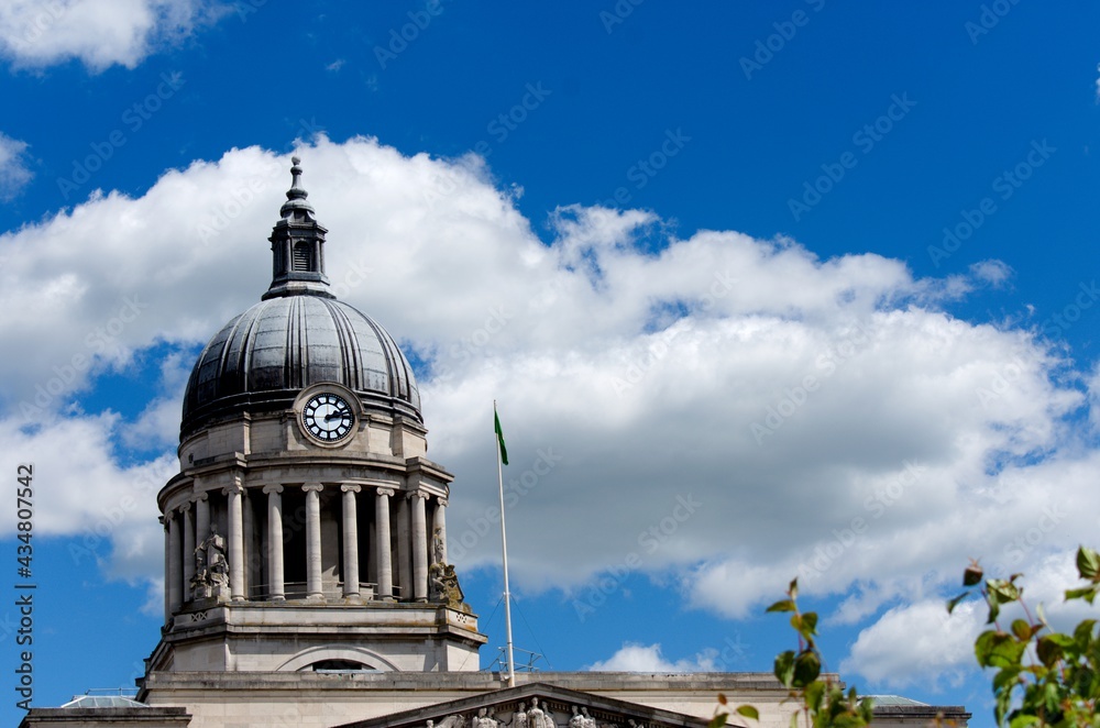 Nottingham City council house, in the old Market Square. Clock Stock ...