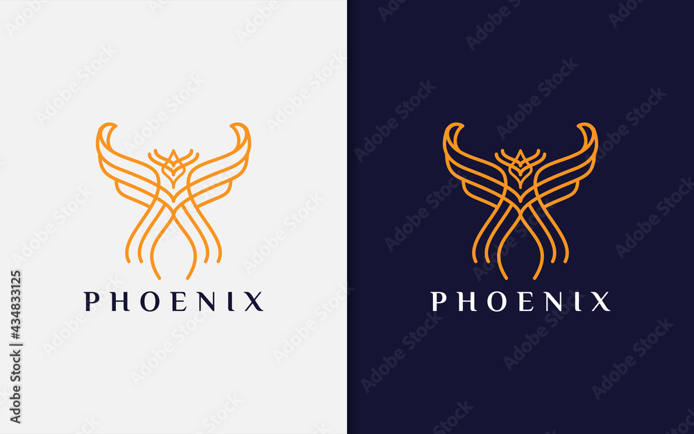 Abstract Orange Phoenix Made From Modern Lines Combination Logo Design ...