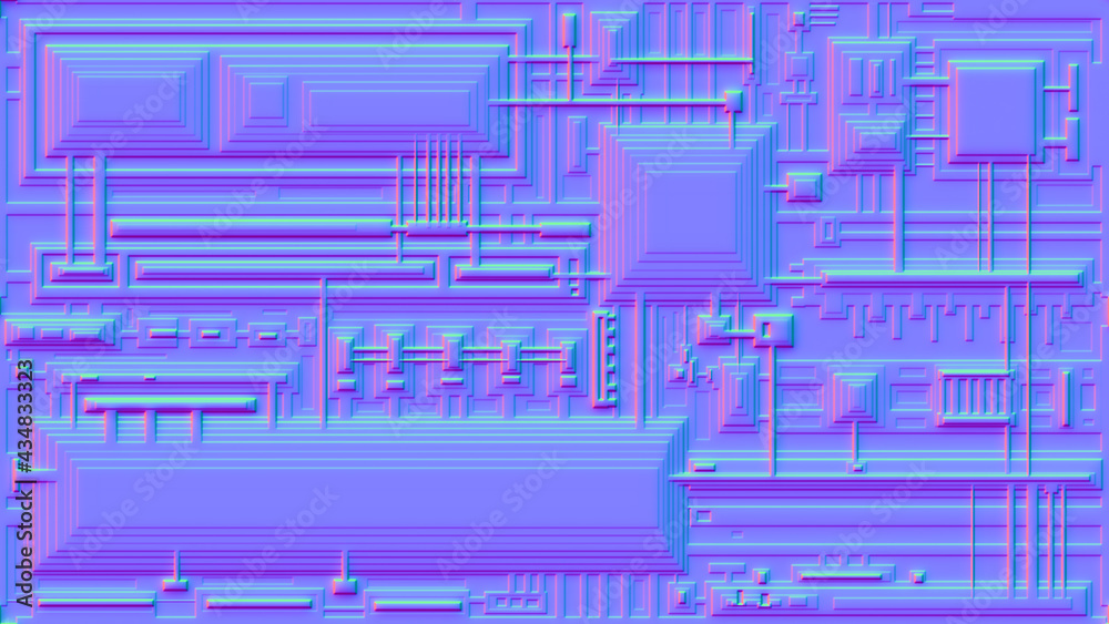 Motherboard microchip normal map illustration. New Best 3d style ...