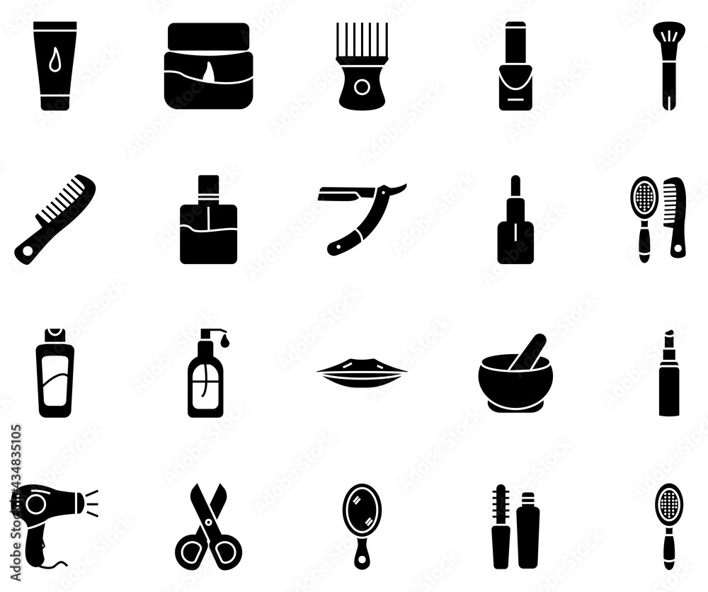 beauty icon set solid style vector for your web, mobile app logo UI ...