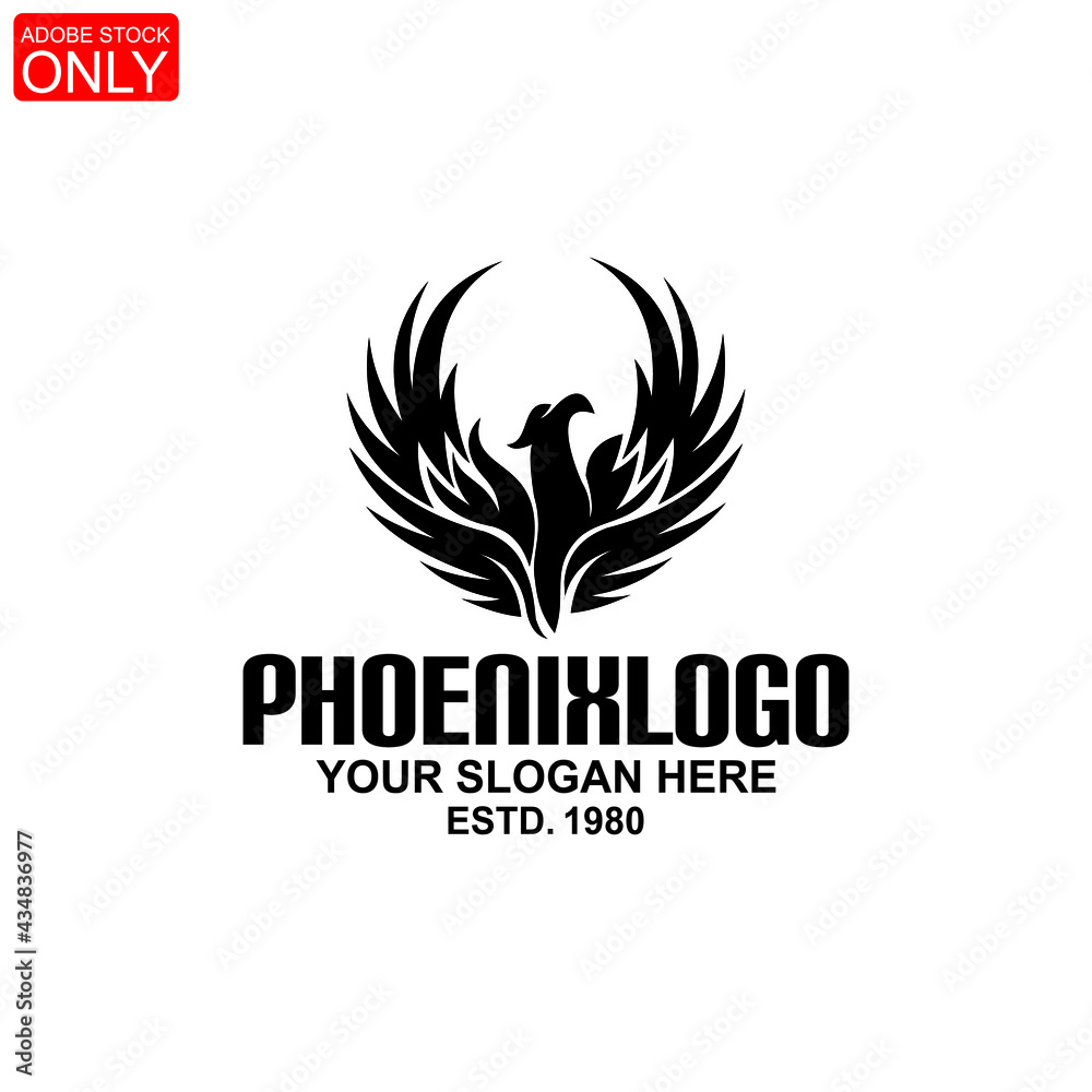 great black phoenix logo, silhouette of heaven bird vector ...