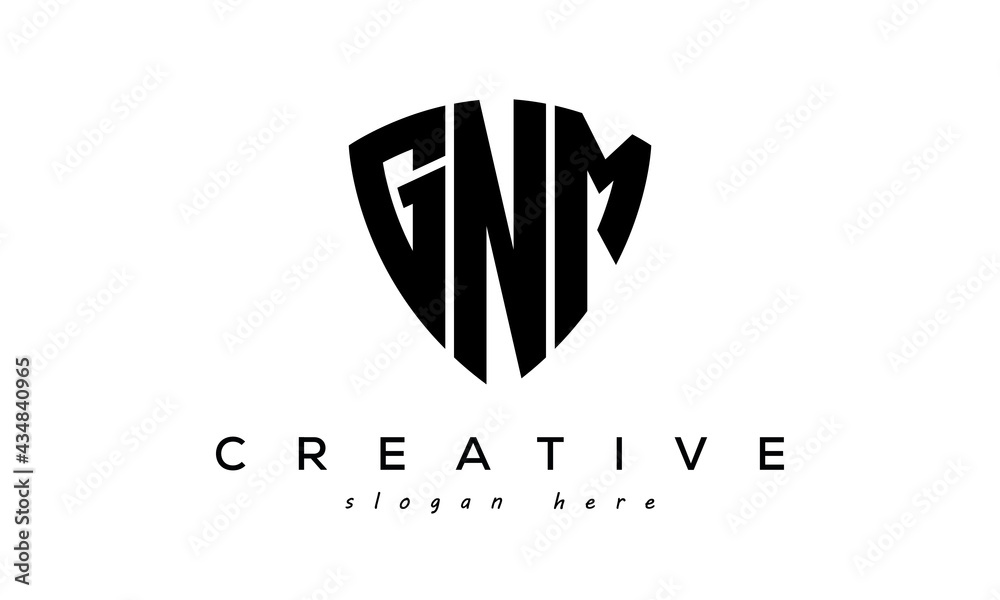 GNM letter creative logo with shield Stock Vector | Adobe Stock