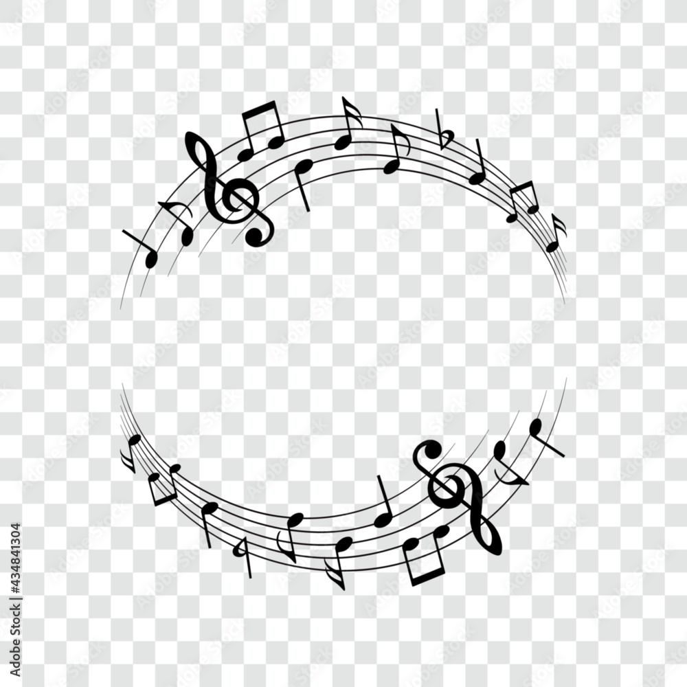 Music notes background, round musical frame, vector illustration. Stock ...