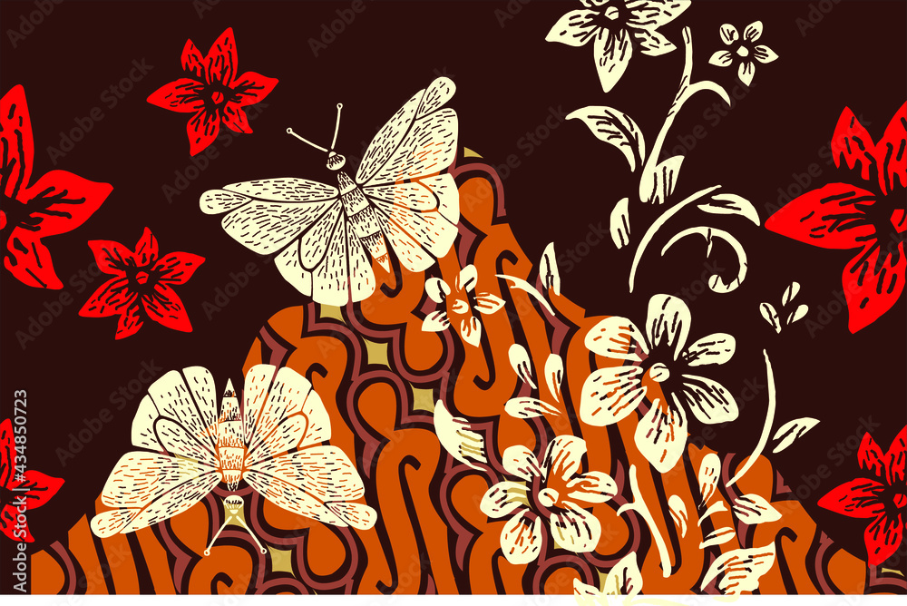 96 / 5000 Translation results Indonesian batik motifs with flora and ...