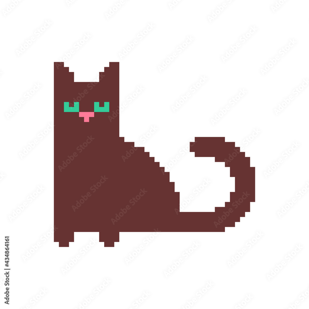 Cat pixel art. Pet 8 bit. pixelated vector illustration Stock Vector ...