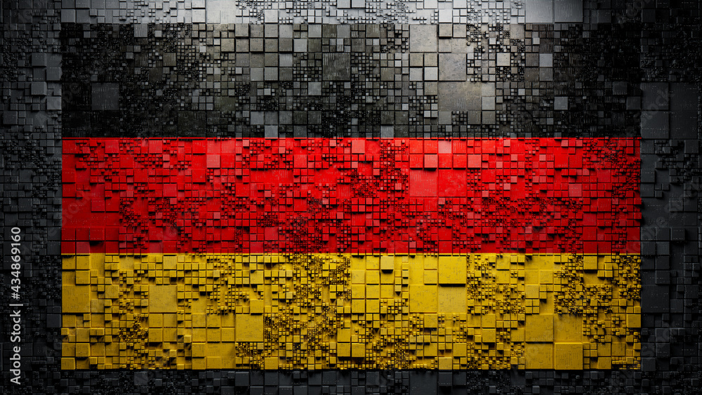 German Flag rendered as Futuristic 3D blocks. Germany Network Concept ...
