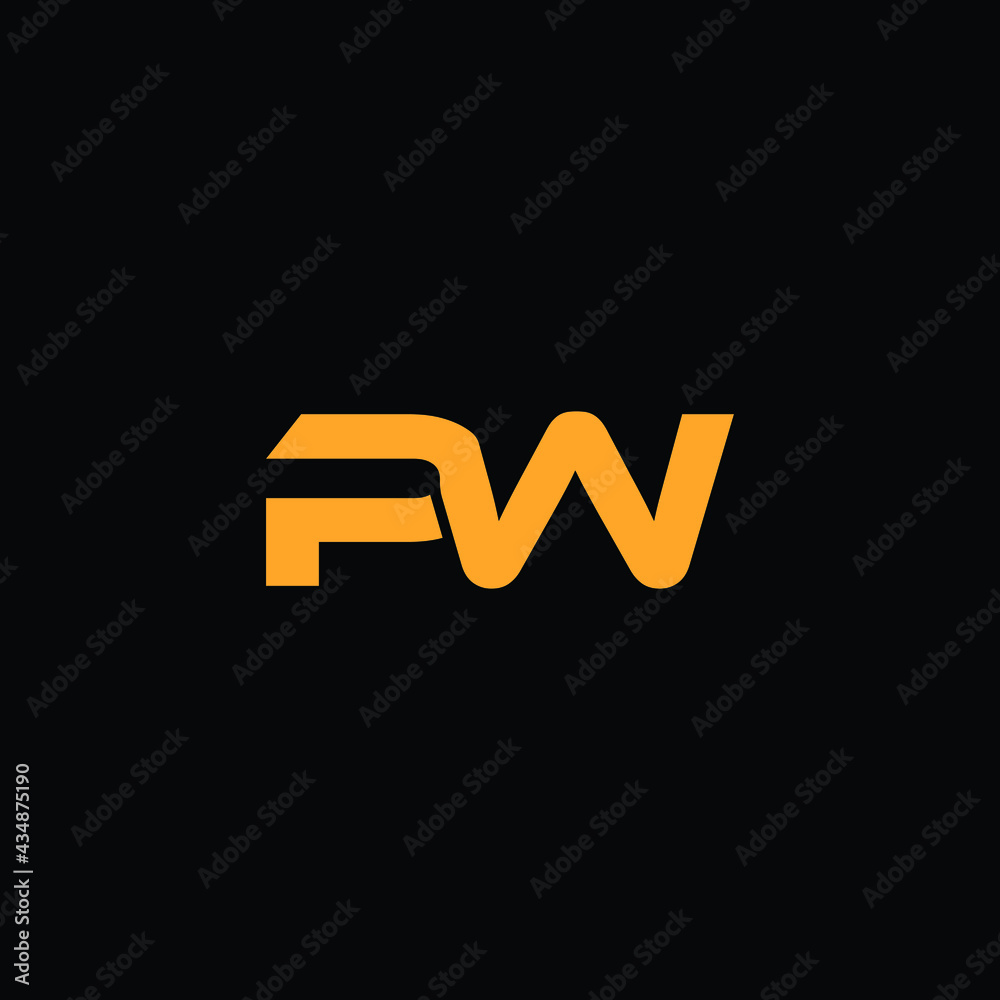 pw modern letter logo design with black background Stock Vector | Adobe ...