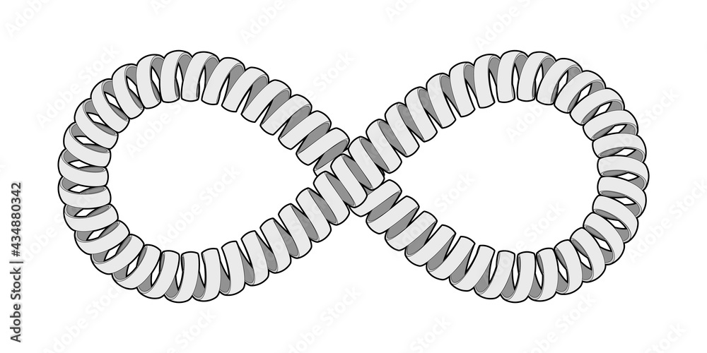 Infinity sign made of spiral telephone cable. Symbol of communications ...