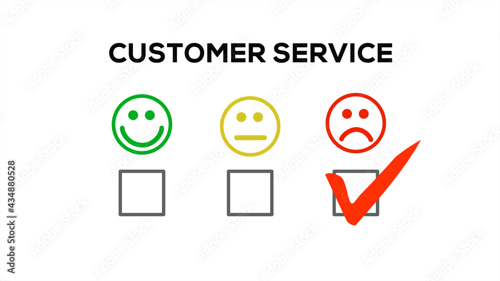 Bad Customer Service Review on Emoji or Emotion and Square Check List ...