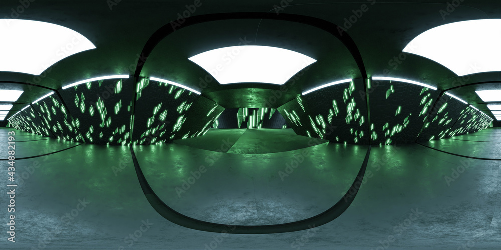 full 360 degree panorama with futuristic empty technology design ...