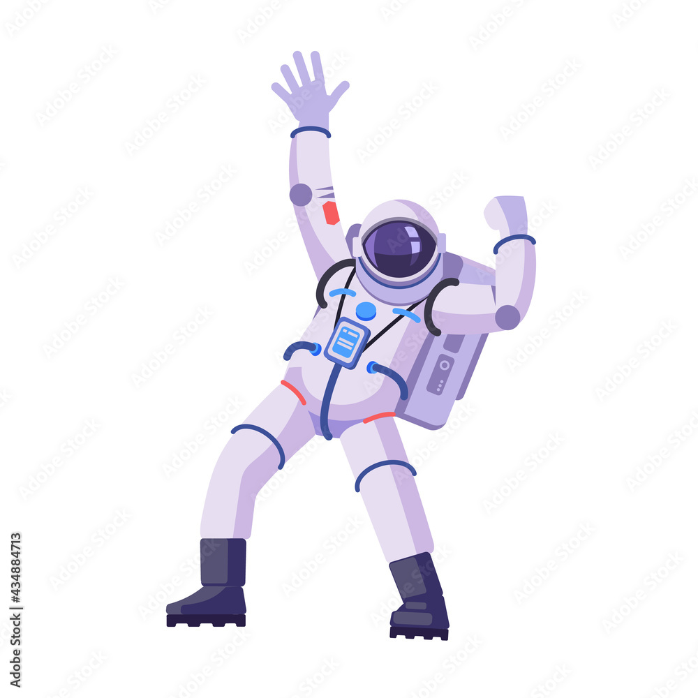 Astronaut with Hands Up and Waving Hello. Spaceman dancing, funny ...