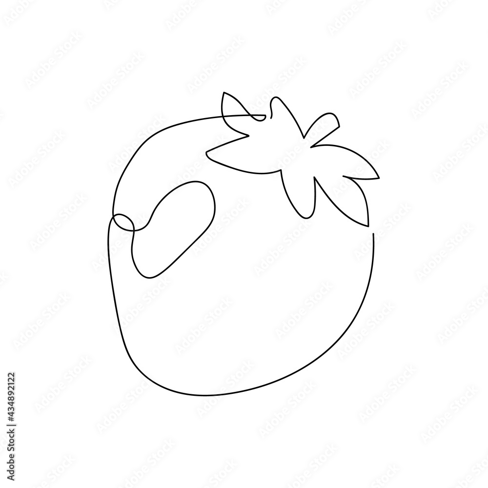 Continuous one line drawing strawberry. Vector illustration. Black line ...