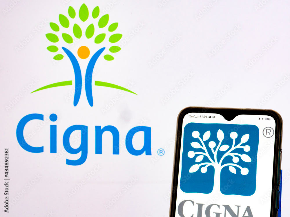 In this photo illustration Cigna Corporation logo seen displayed on a ...