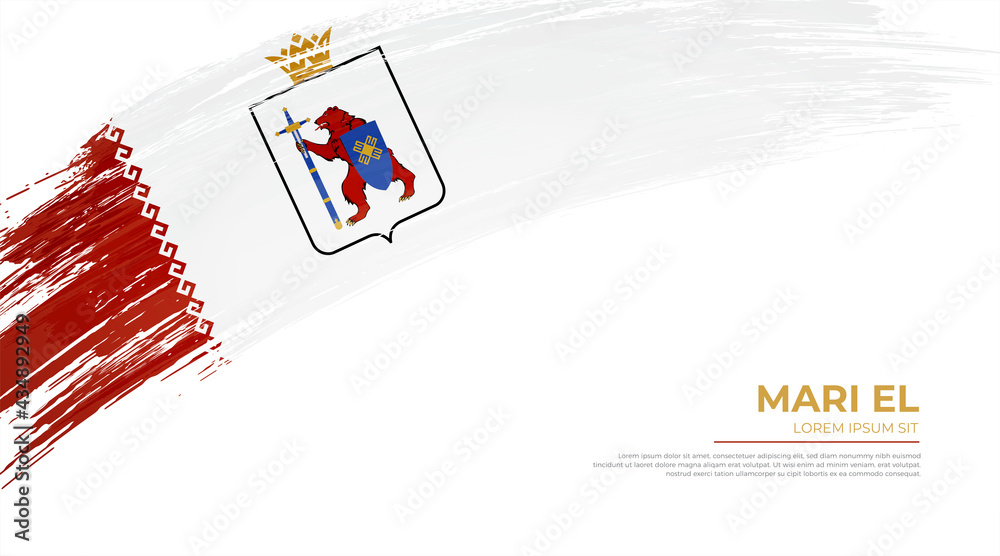 Flag of Mari El country. Happy national day of Mari El background with ...