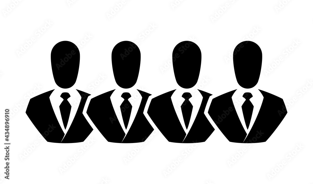 People line icon. Outline persons solid, group linear black pictogram ...