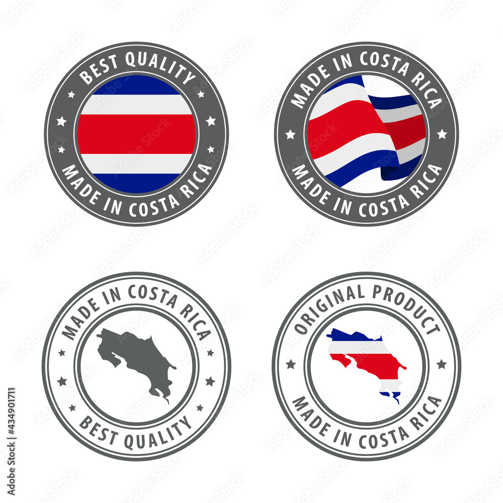 Made in Costa Rica - set of labels, stamps, badges, with the Costa Rica ...