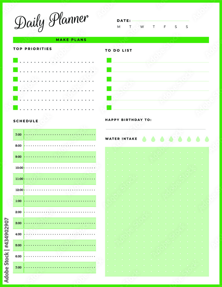 Daily planner template. printable template - Easy to plan your day ...