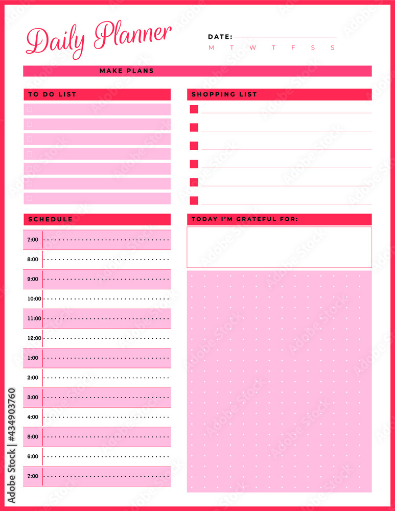Daily planner template. printable template - Easy to plan your day ...
