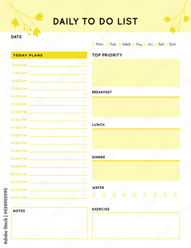 Daily planner template. printable template - Easy to plan your day ...