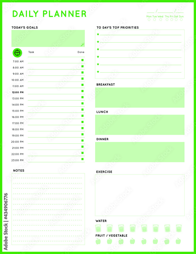 Daily planner template. printable template - Easy to plan your day ...