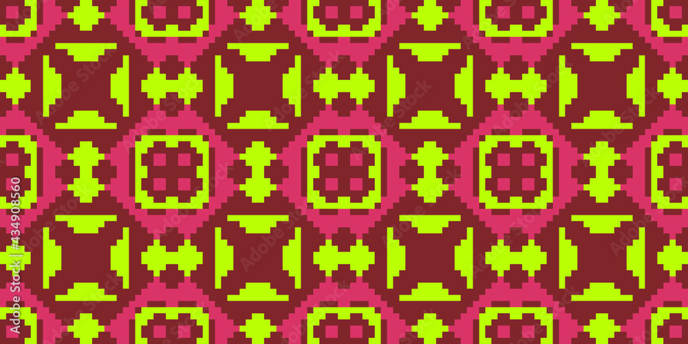 Pixel art digital seamless pattern. Vector illustration Stock Vector ...