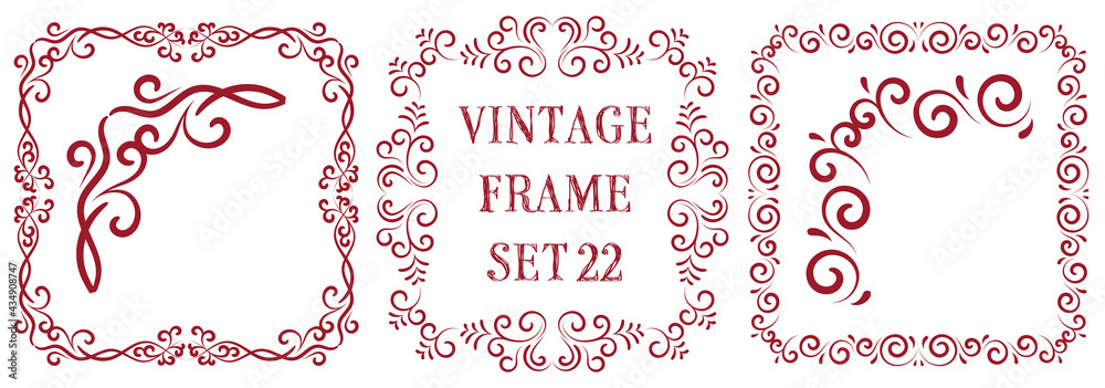 Vintage frame set 22 vector illustration. Rectangle shaped retro style ...