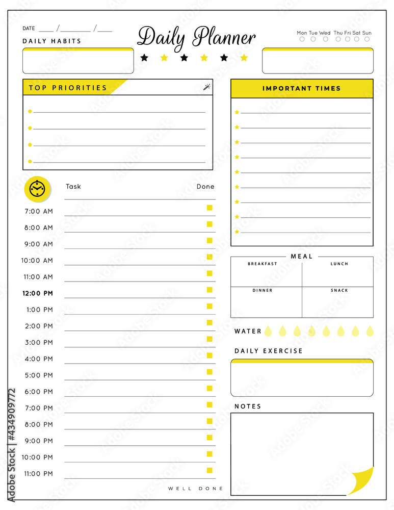 Daily planner template. printable template - Easy to plan your day ...