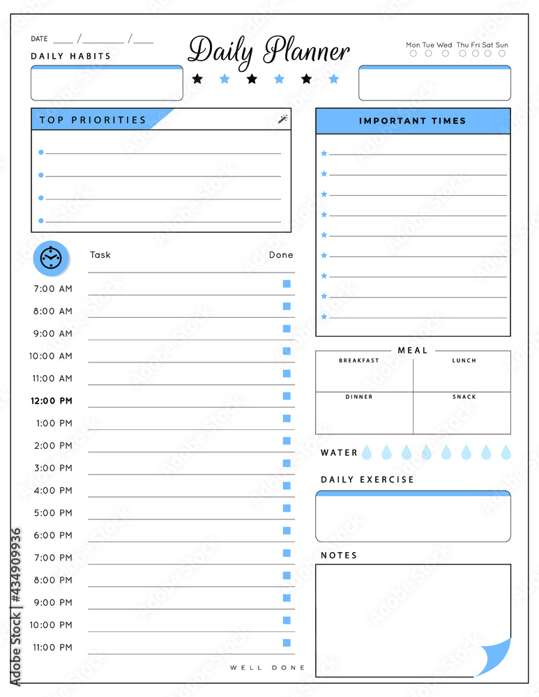 Daily planner template. printable template - Easy to plan your day ...