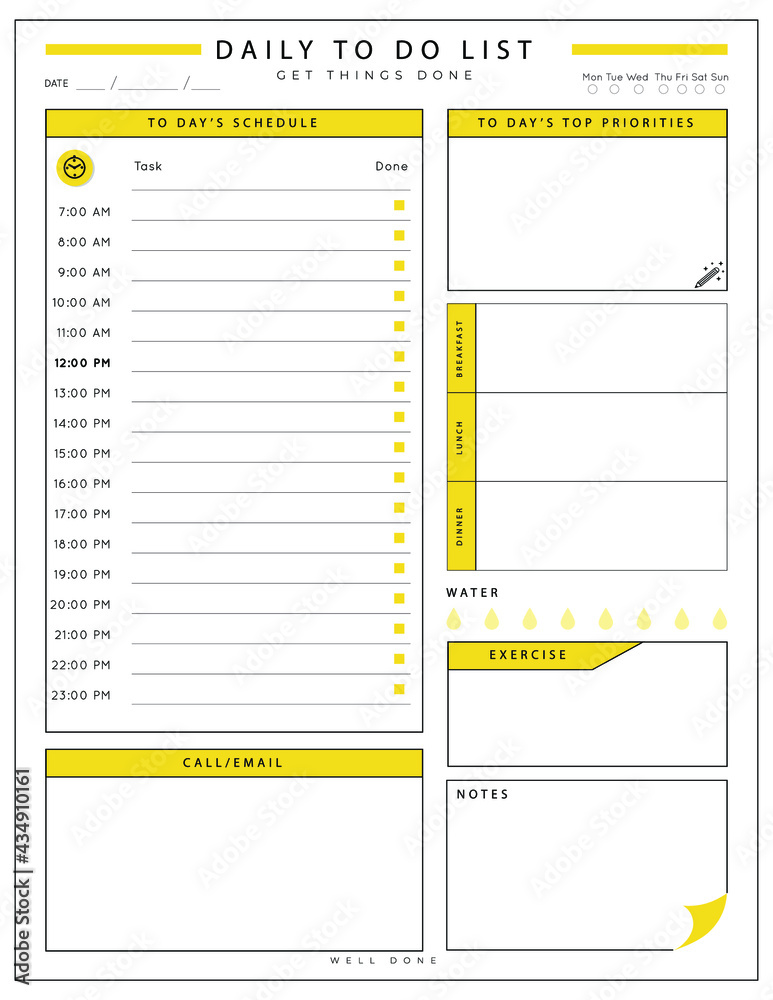 Daily planner template. printable template - Easy to plan your day ...