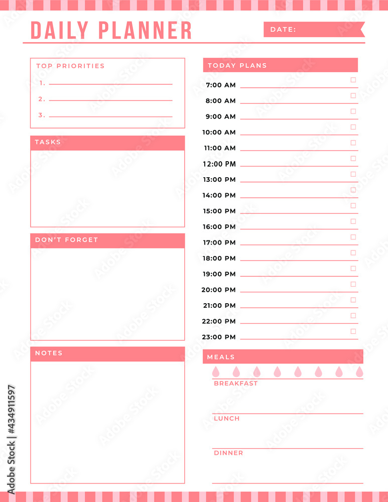 Daily planner template. printable template - Easy to plan your day ...