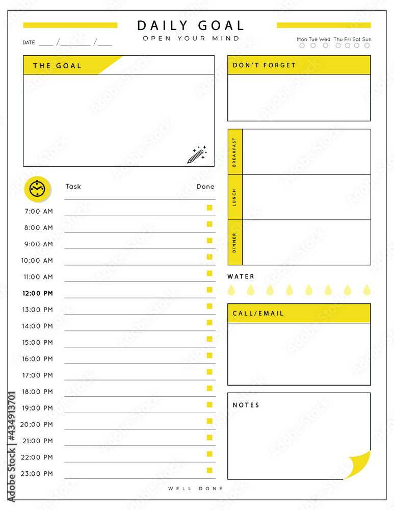 Daily planner template. printable template - Easy to plan your day ...
