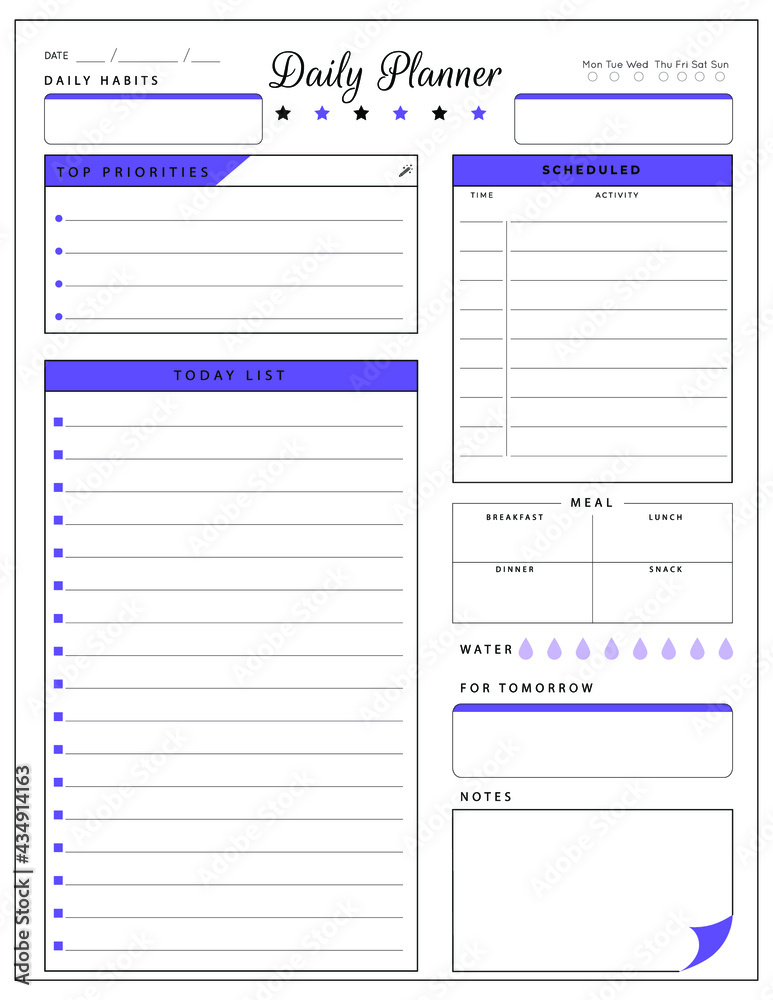 Daily planner template. printable template - Easy to plan your day ...