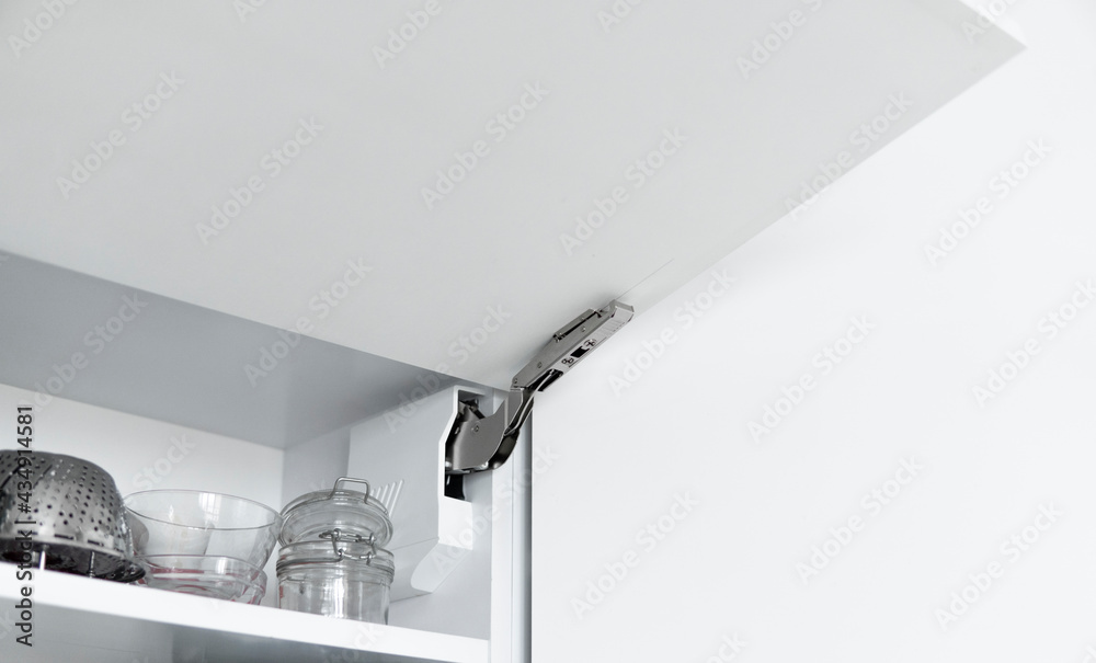 Kitchen cabinet with open fronts. Lift system for bifold fronts for ...