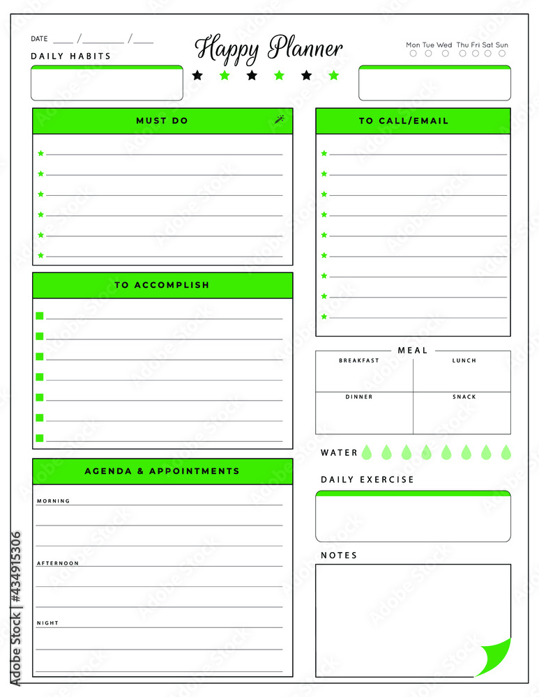Daily planner template. printable template - Easy to plan your day ...