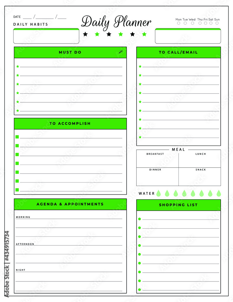 Daily planner template. printable template - Easy to plan your day ...