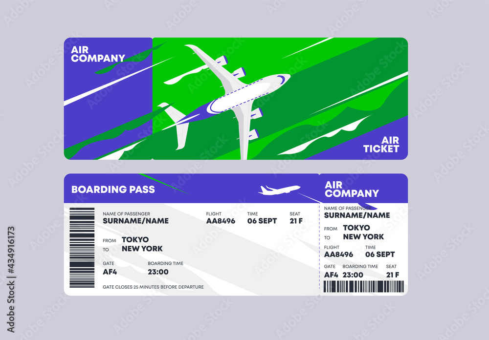 Vector illustration of a boarding ticket template for an airplane Stock ...